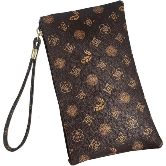 Bags | Brown Zip Wallet Wristlet Passport Phone Holder Lightweight ...